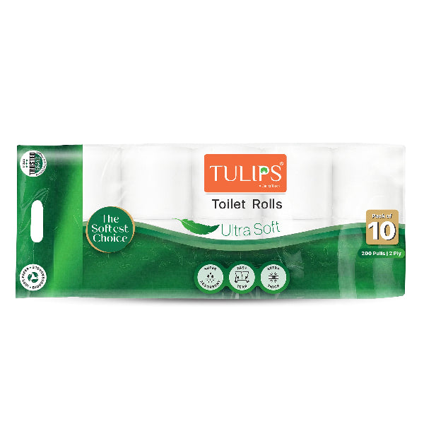 Toilet Roll (200 Pulls I 2 Ply | 10 Rolls) – Tulips Hygiene